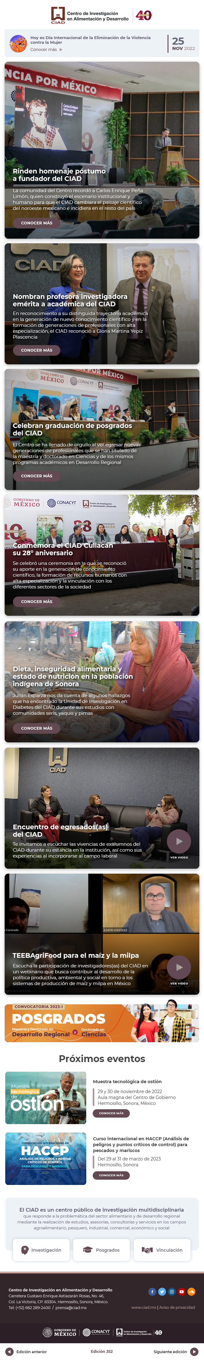 Boletín digital CIAD. Edición 352